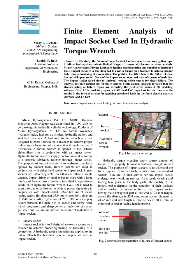 Finite Element Analysis of Impact Socket Used In Hydraulic Torque Wrench | PDF