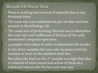 Wear test of brake friction material on pin on-disc | PPTX