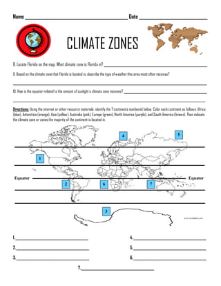 World Climate Regions Worksheet