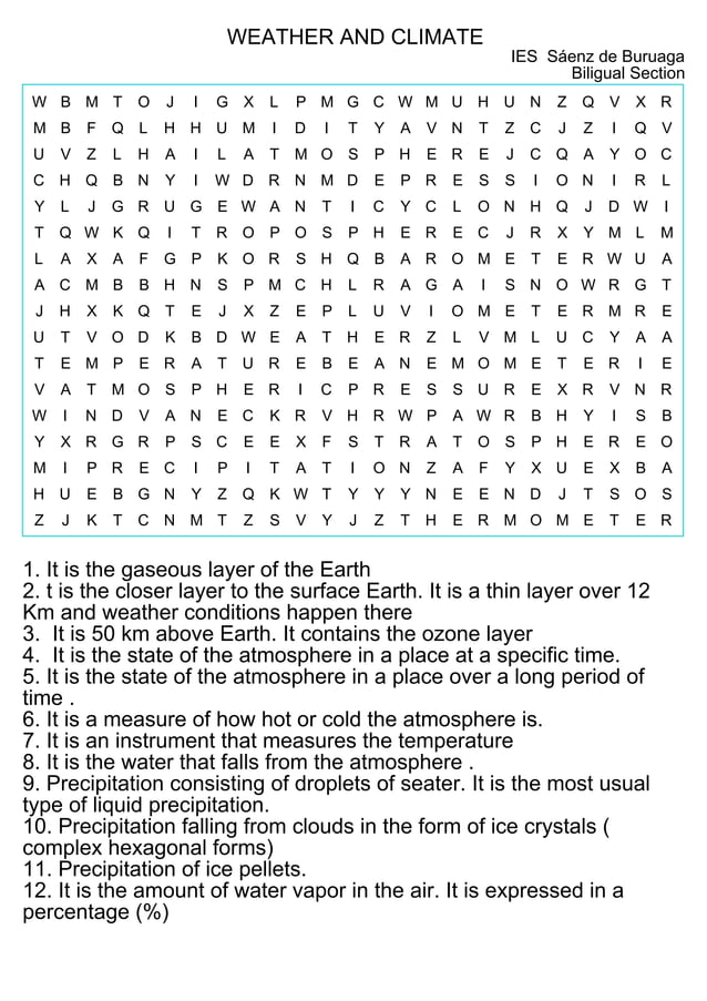 Weather and climate. Crossword | PDF