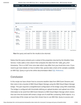 Weather data meets ibm cloud. part 2 storage and query of weather data - ibm developer recipes | PDF