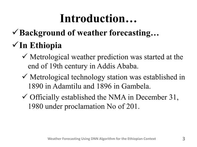 Weather Forecasting using Deep Learning A lgorithm for the Ethiopian ...