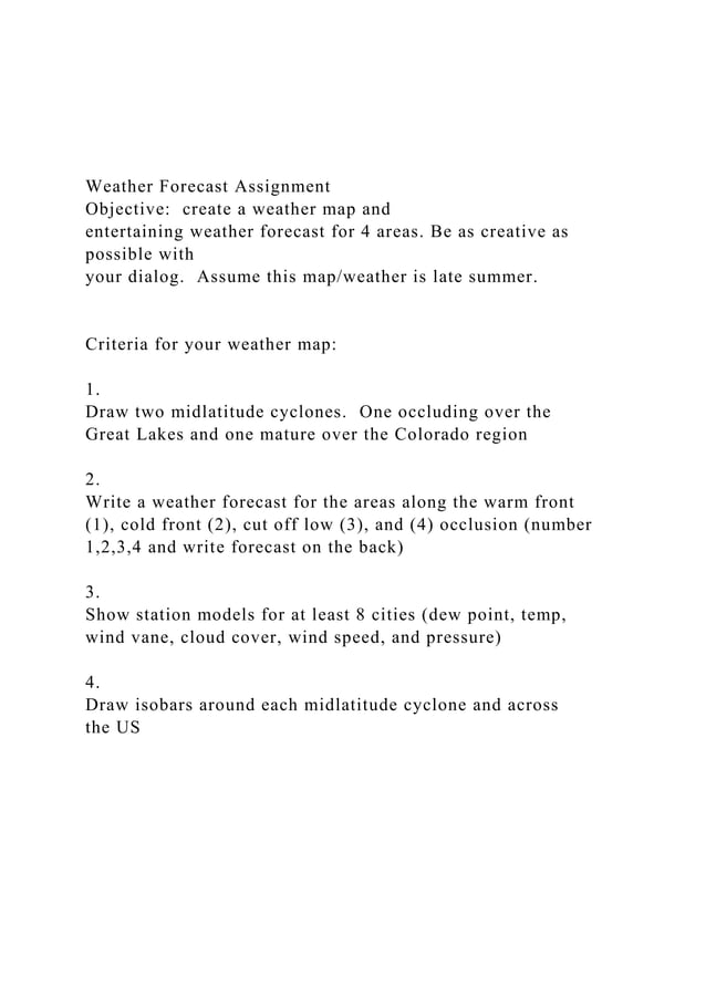 Weather Forecast Assignment Objective create a weather map.docx
