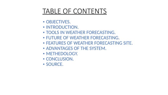 WEATHER FORECAST PROJECT for CSE students | PPT