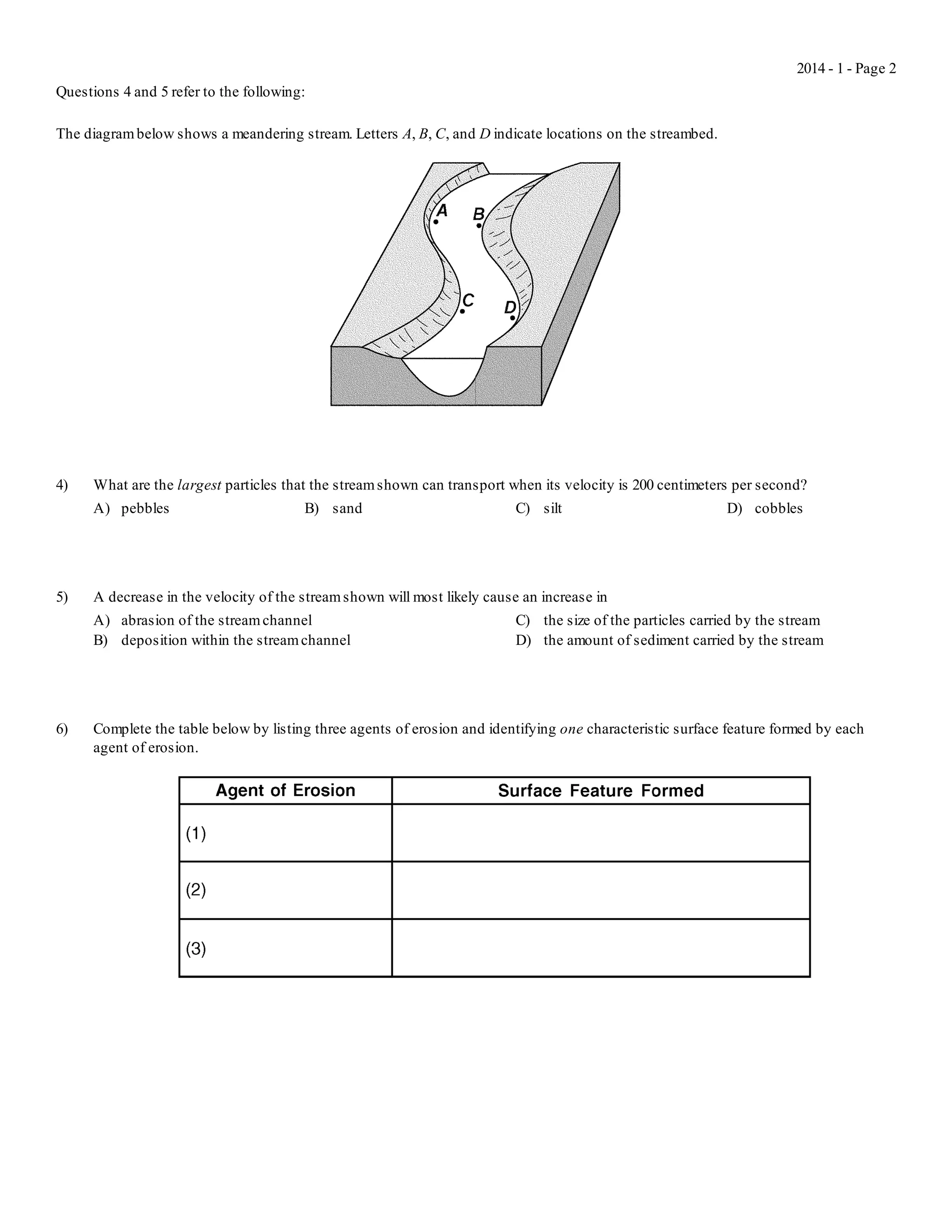 Weathering And Erosion Exam | PDF