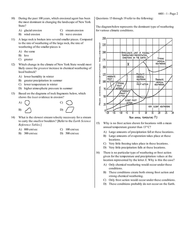 Weathering and erosion regents practice | PDF