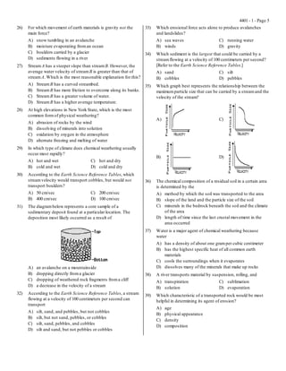 Weathering and erosion regents practice | PDF