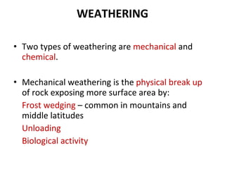 Weathering, erosion, and mass wasting | PPT