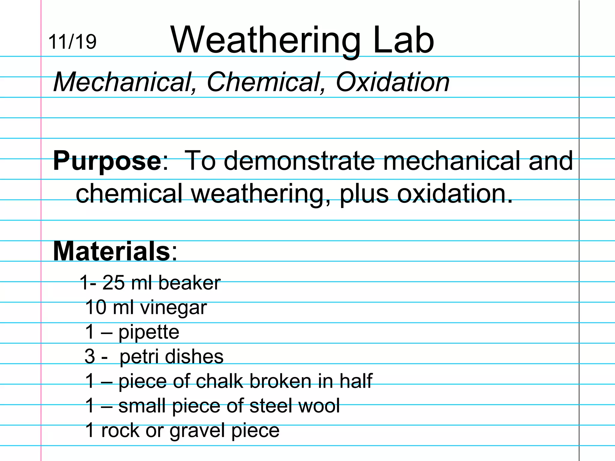 Weathering lab | PPT