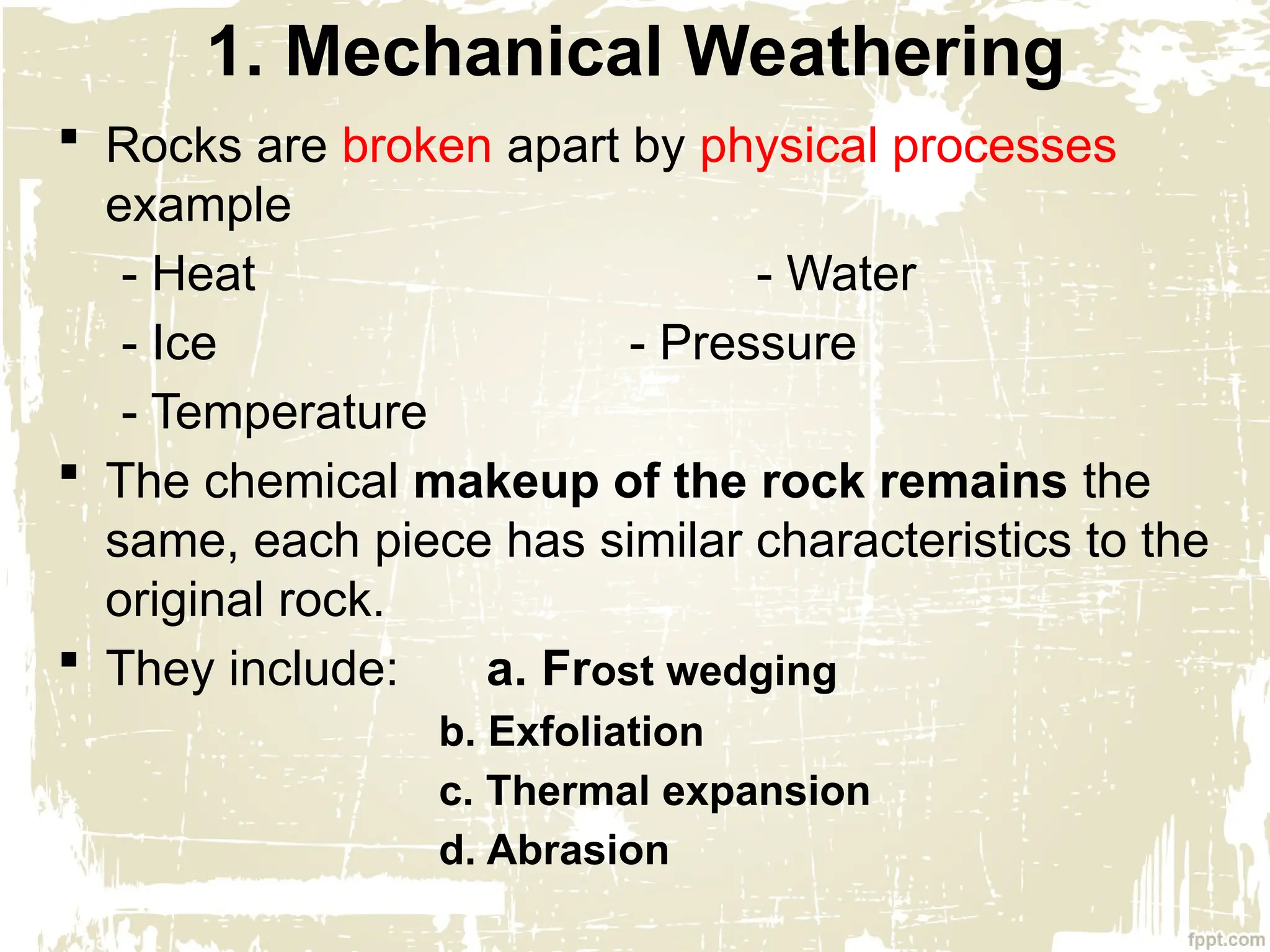 Weathering of rocks, definition and types.pptx