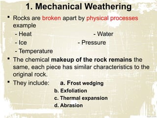 Weathering of rocks, definition and types.pptx