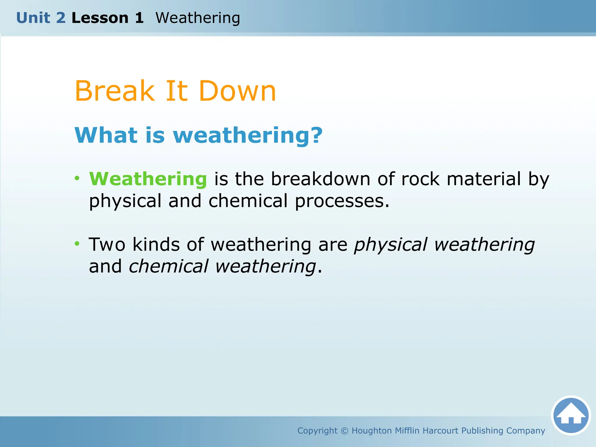 Weathering Unit 2 Lesson Physical Weathering 1.ppt