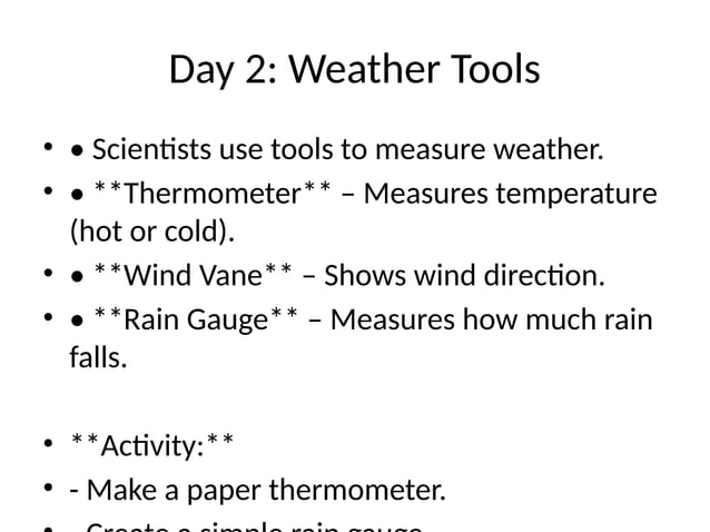 Weather_4 days Lesson_Plan for 2nd grade | PPTX