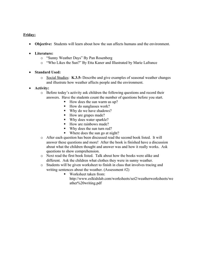 Weather Lesson Plans
