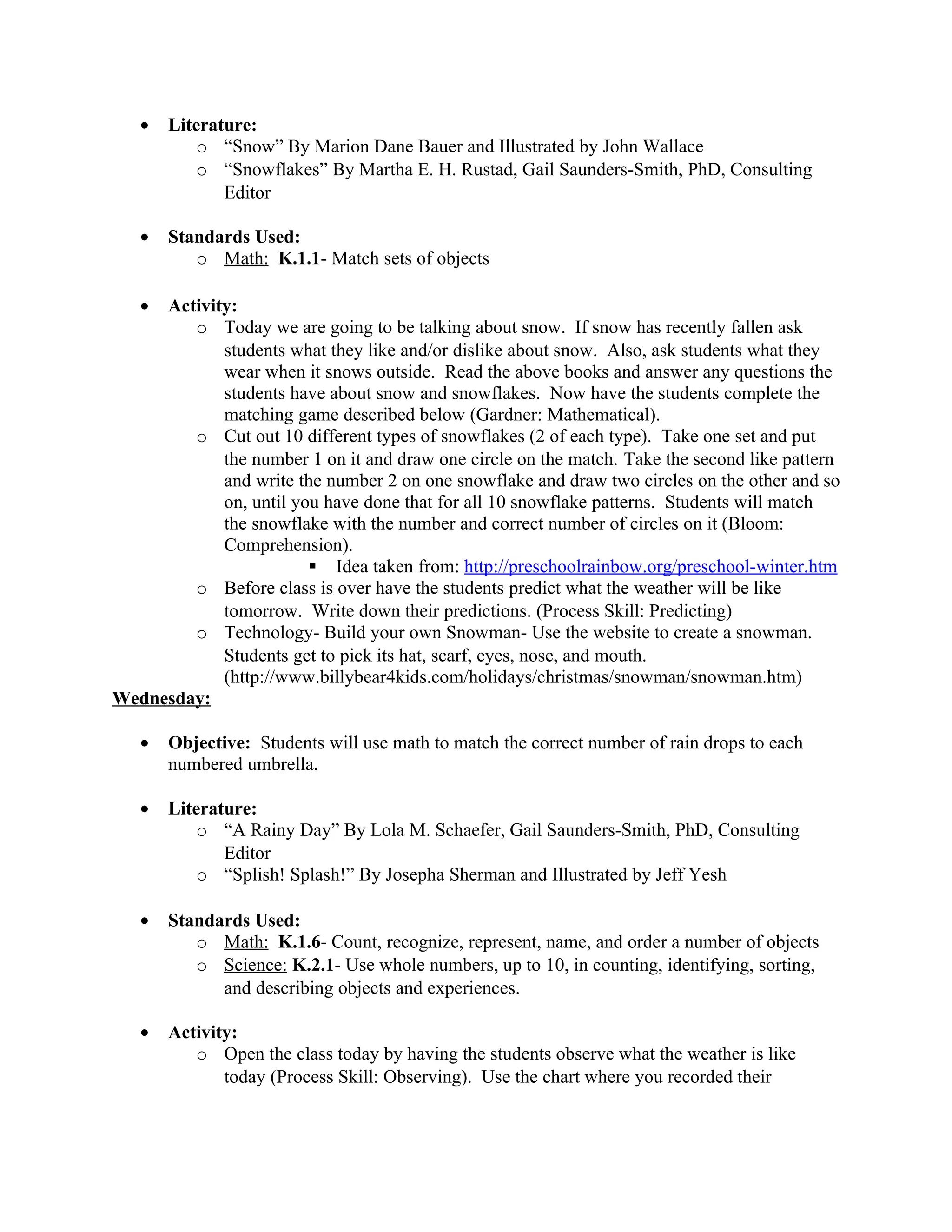 Weather Lesson Plans | DOC