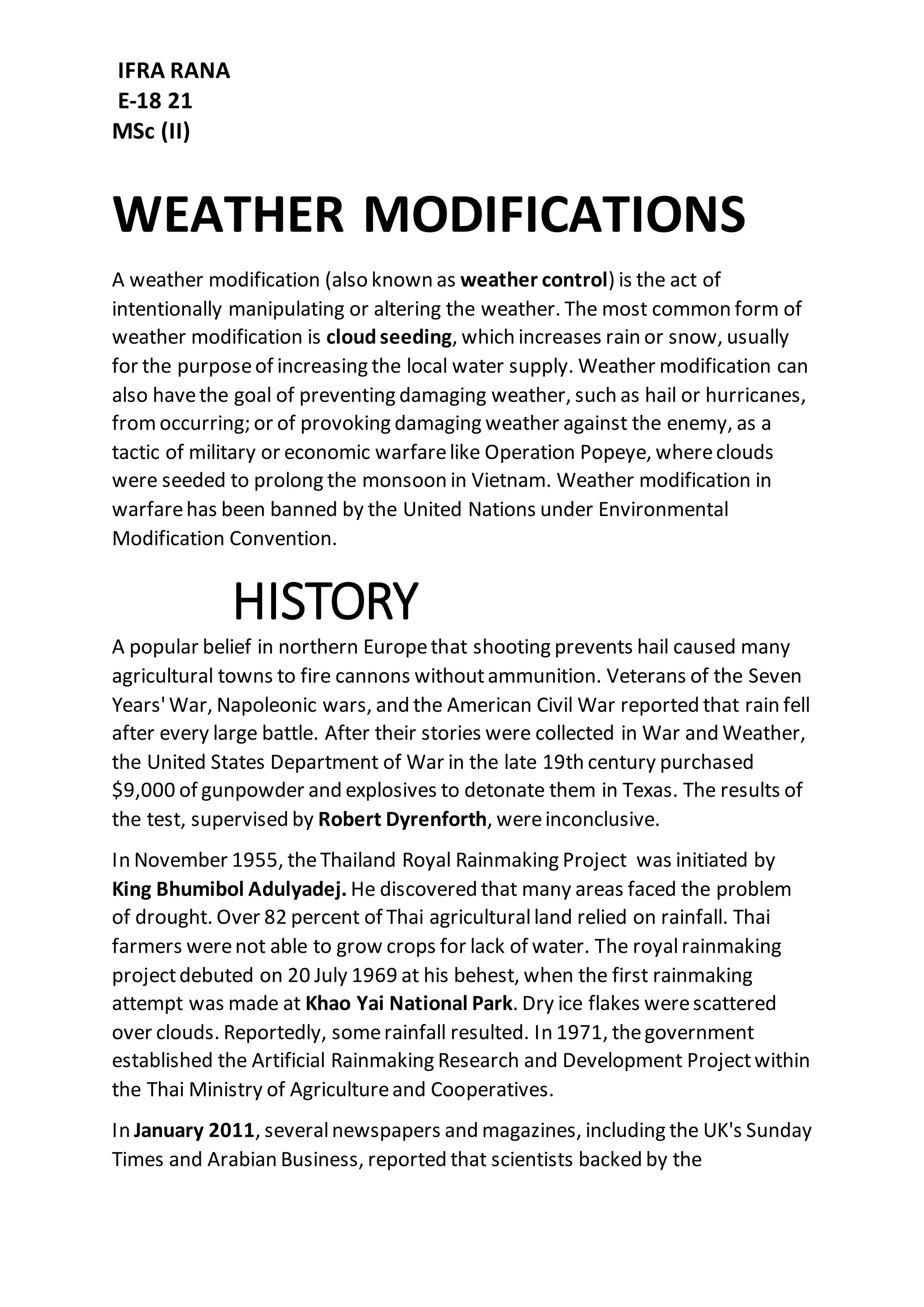 Weather modifications | DOCX