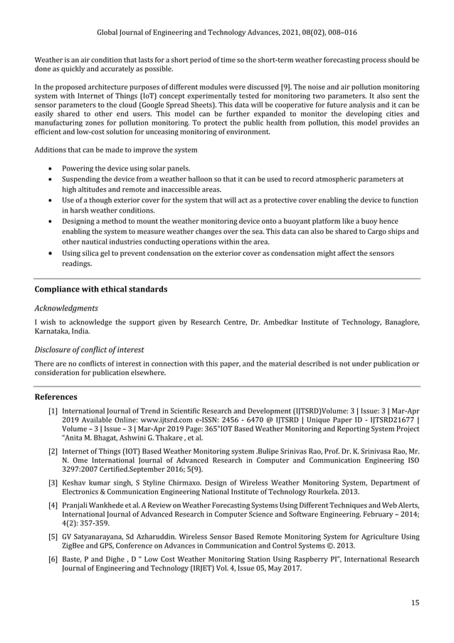 Weather Monitoring And Forecasting System Using Iot Pdf