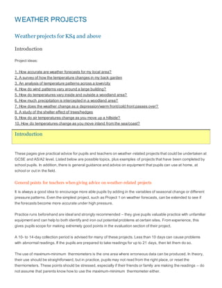 Weather projects | DOCX | Weather | Science