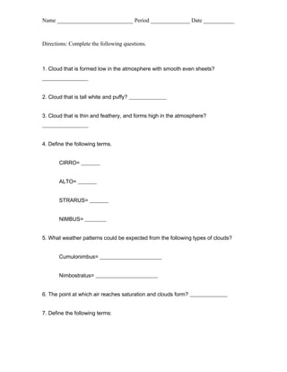 Weather Questions 2 | DOC