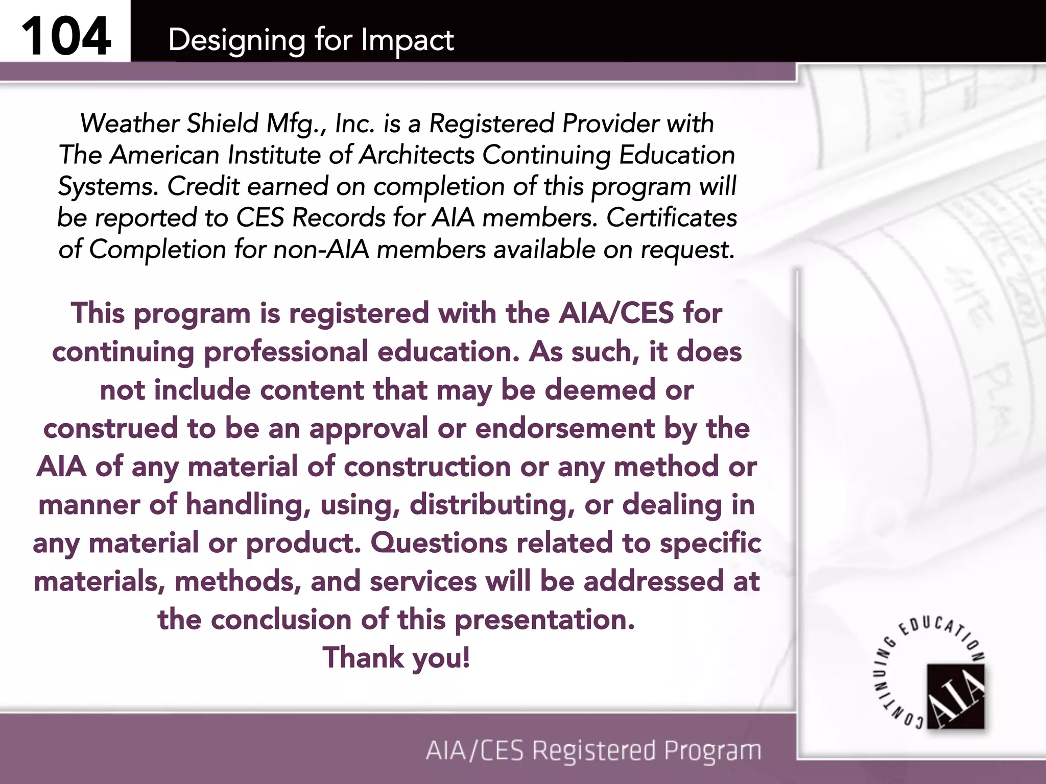Weather Shield AIA Course | PDF