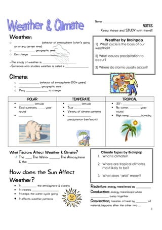 Weather Student Notes | PDF | Weather | Science