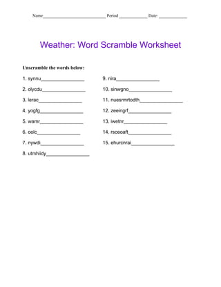 Weather Word Search | DOC