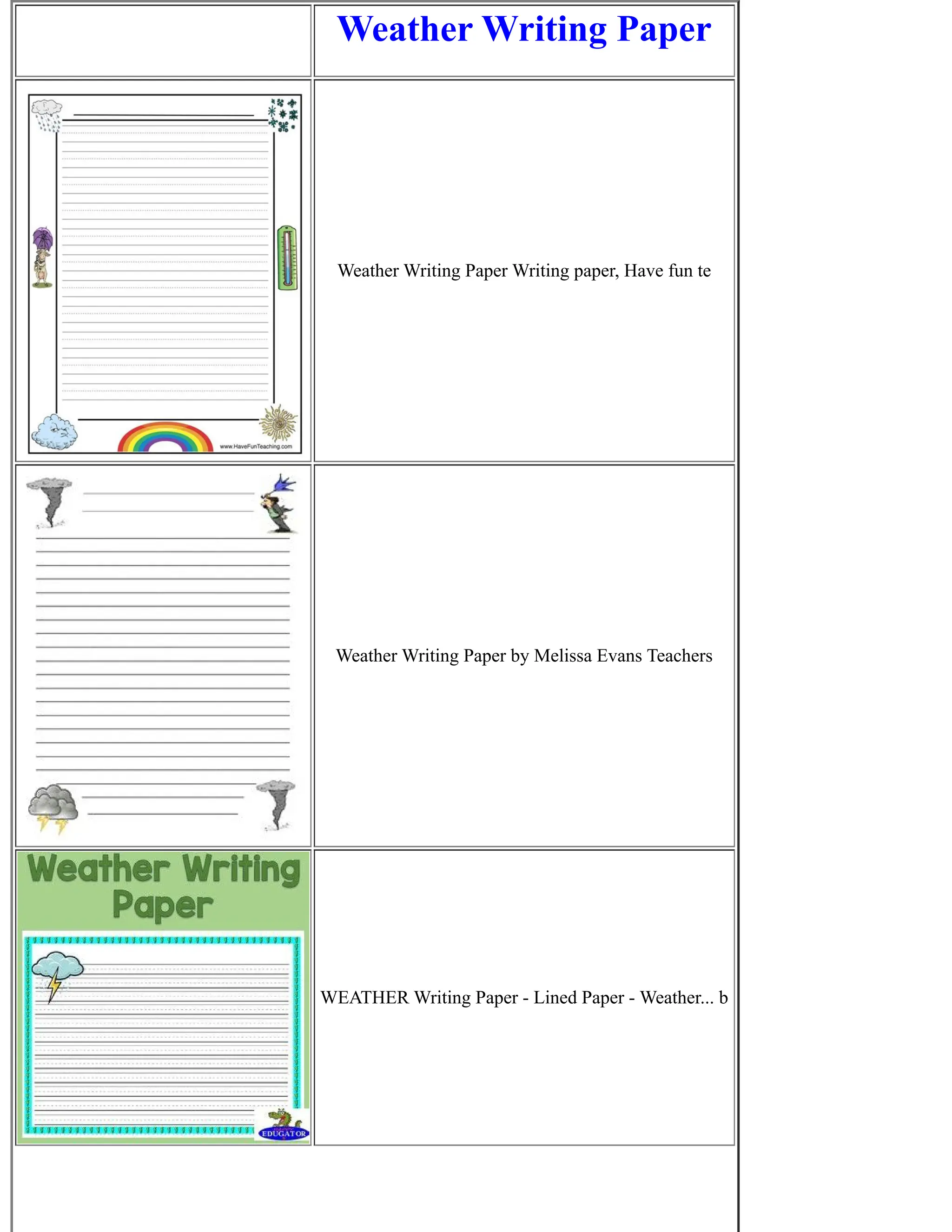 Weather Writing Paper | PDF