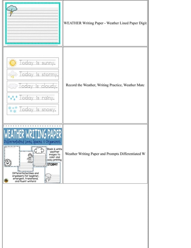 Weather Writing Paper | PDF