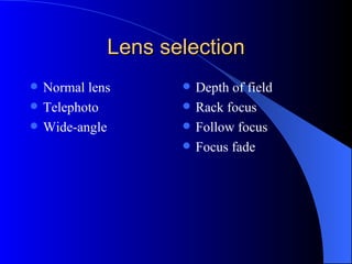 camera movements directing | PPT