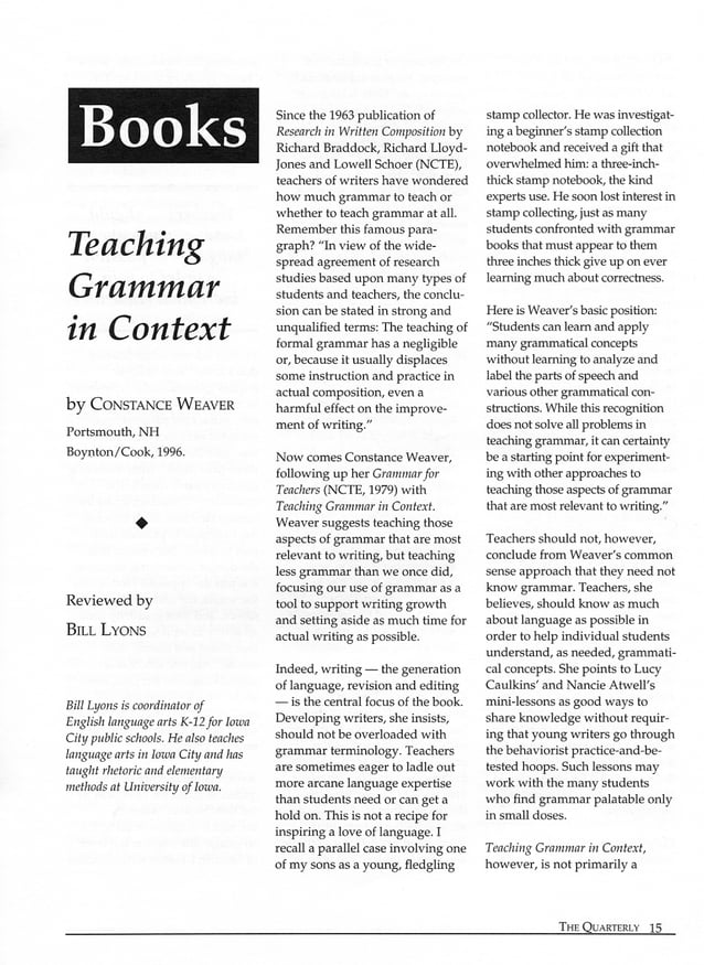 Weaver, Constance - Teaching Grammar | PDF