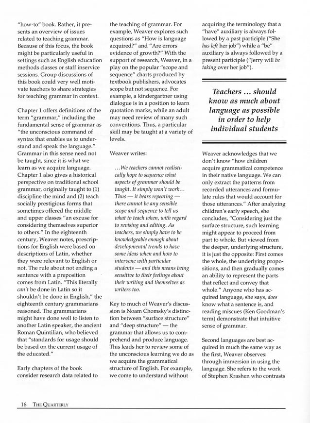 Weaver, Constance - Teaching Grammar | PDF