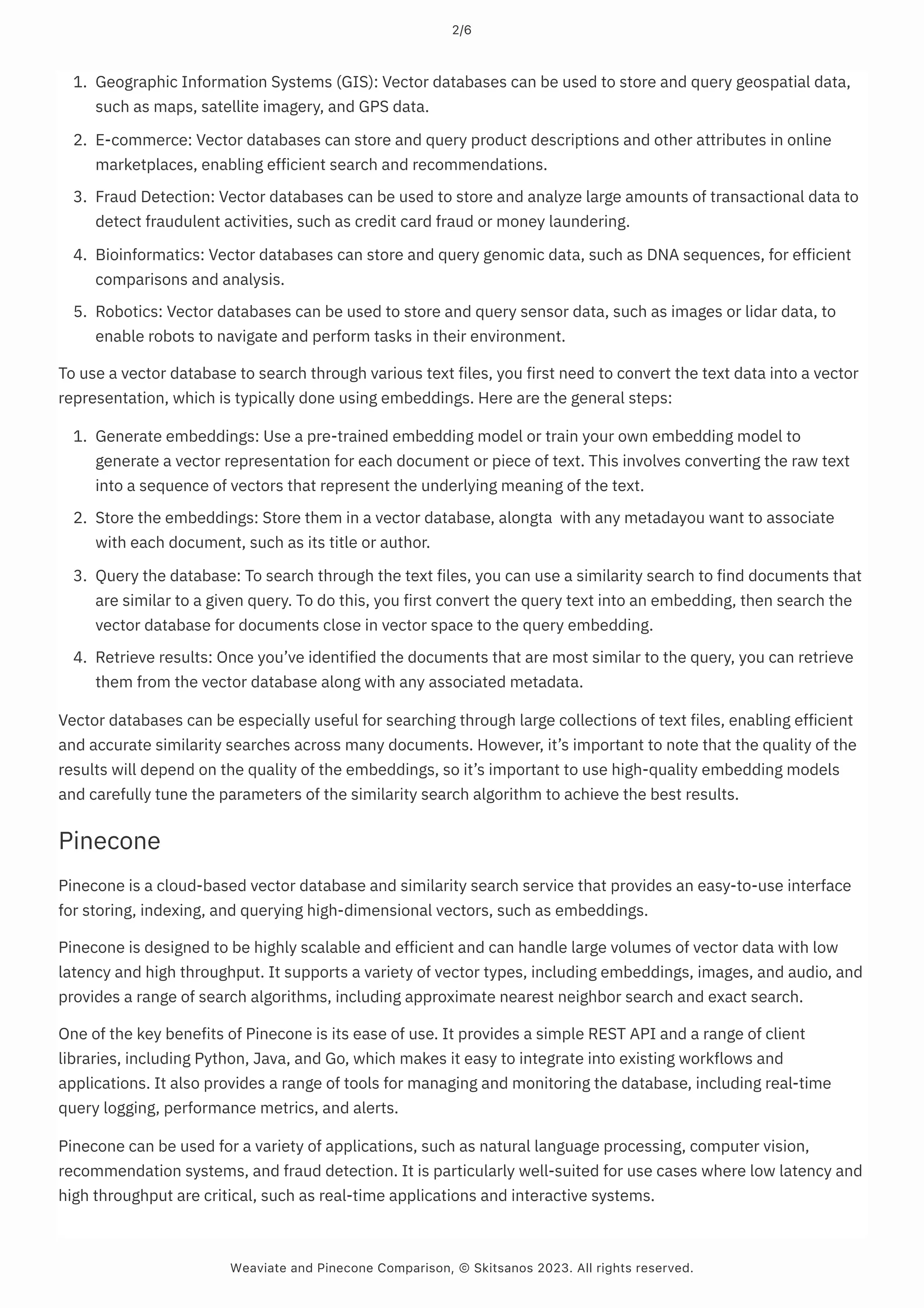 Weaviate and Pinecone Comparison.pdf | Databases | Computer Software and Applications