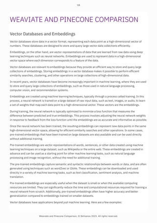 Weaviate and Pinecone Comparison.pdf | Databases | Computer Software and Applications