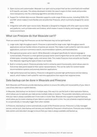 Weaviate and Pinecone Comparison.pdf | Databases | Computer Software and Applications