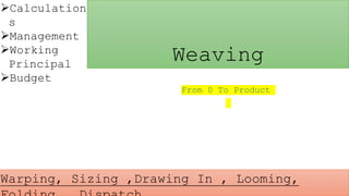 Weaving (Textile) and its basic terms .pptx | Needlework | Arts and Crafts