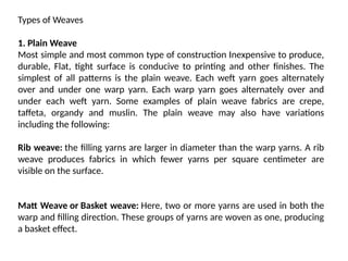 weaving process and structure, weave design | PPTX