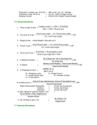 Weaving calculation | PDF