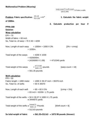 Weaving calculation | DOC