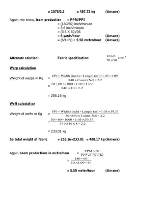 Weaving calculation | DOC