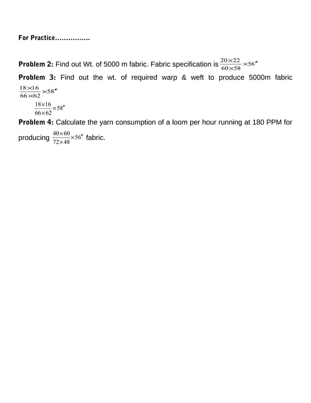 Weaving calculation | DOC