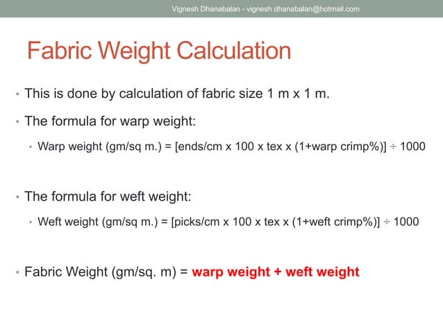 Weaving calculation by Vignesh Dhanabalan | PDF | Women\'s Outerwear ...
