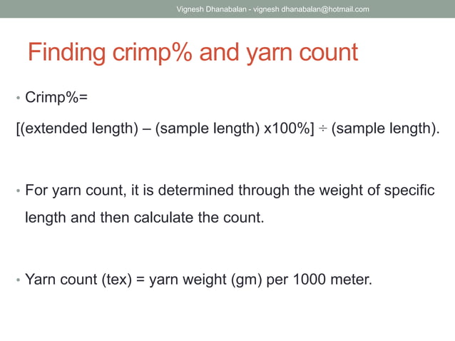 Weaving calculation by Vignesh Dhanabalan | PDF | Women\'s Outerwear ...