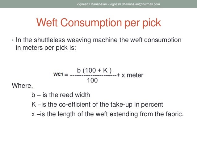 Weaving calculation by Vignesh Dhanabalan