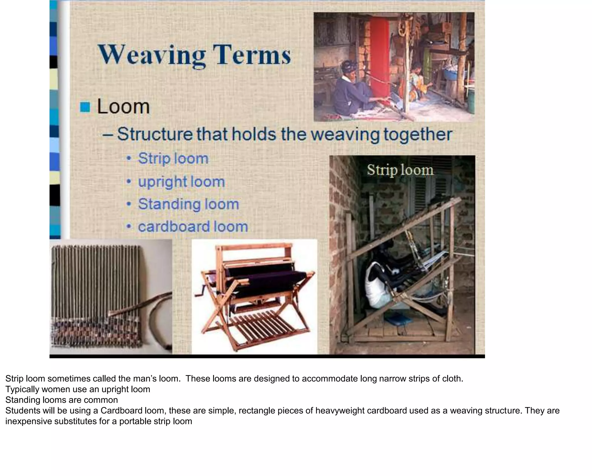 Weaving introduction paper and kente weaving from ghana | PPTX
