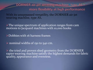 Dornier as Air Jet Weaving Machines | PPTX
