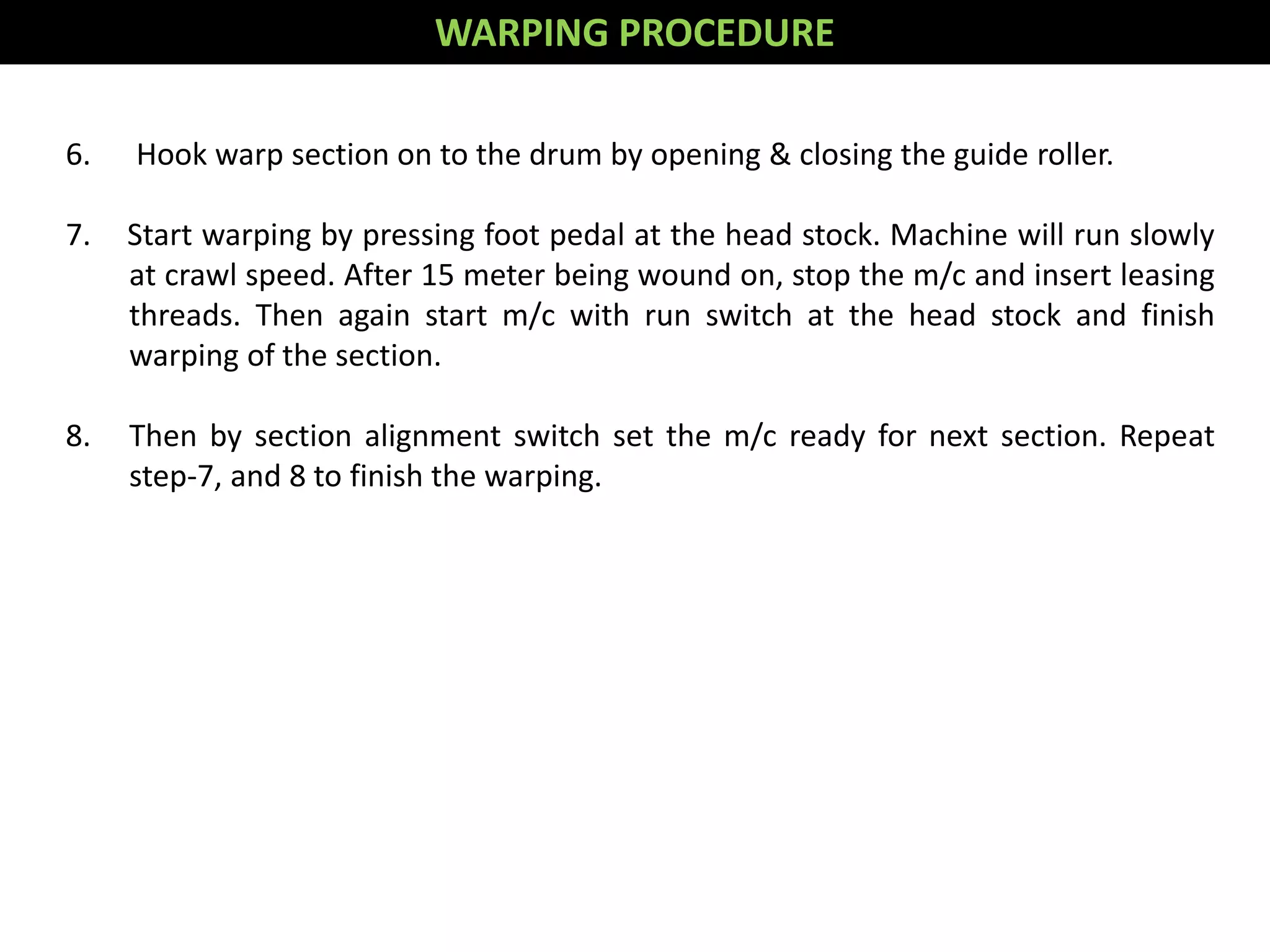 "Warping method in a Textile Weaving Technology" | PPTX