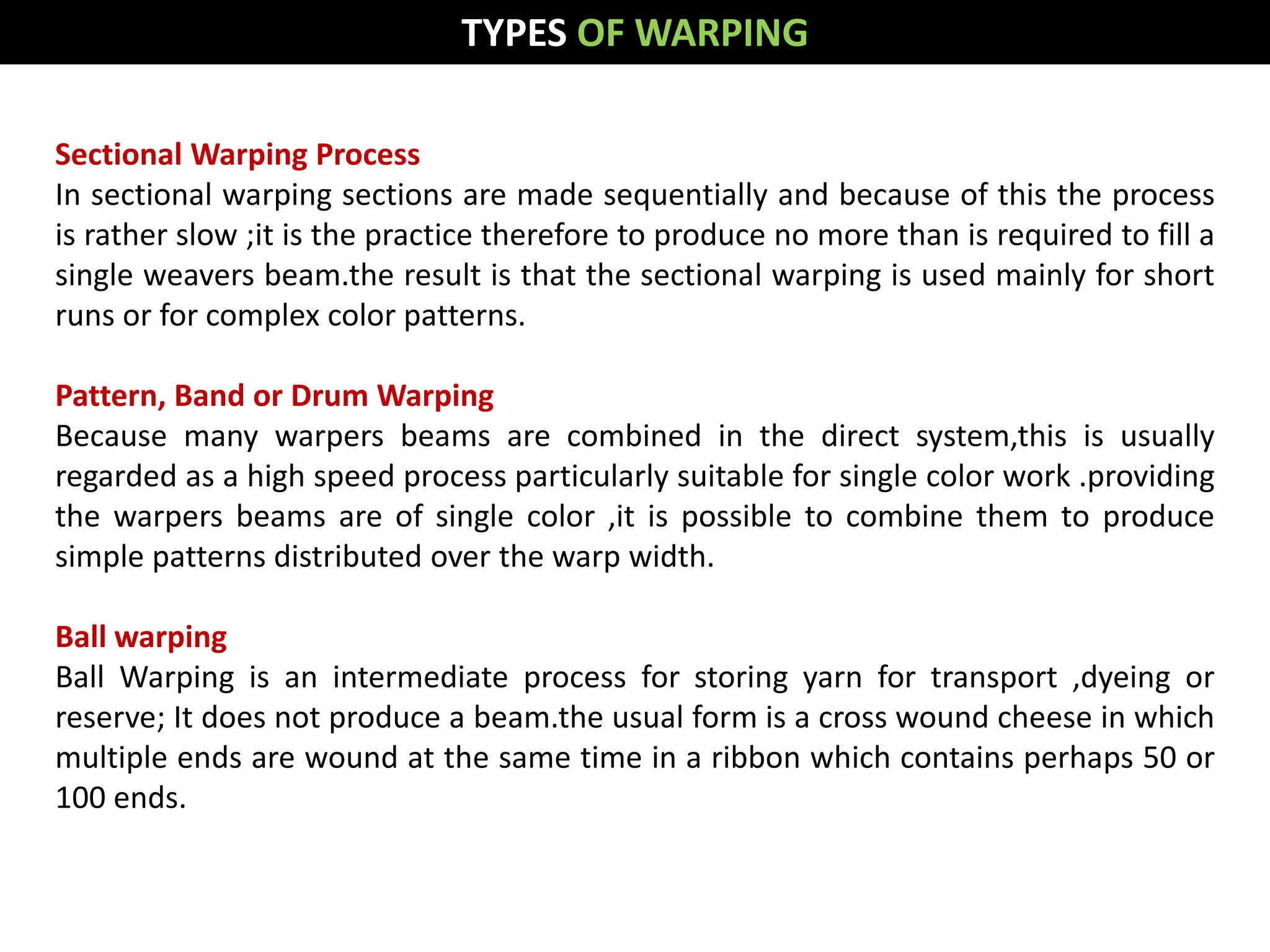 "Warping method in a Textile Weaving Technology" | PPTX