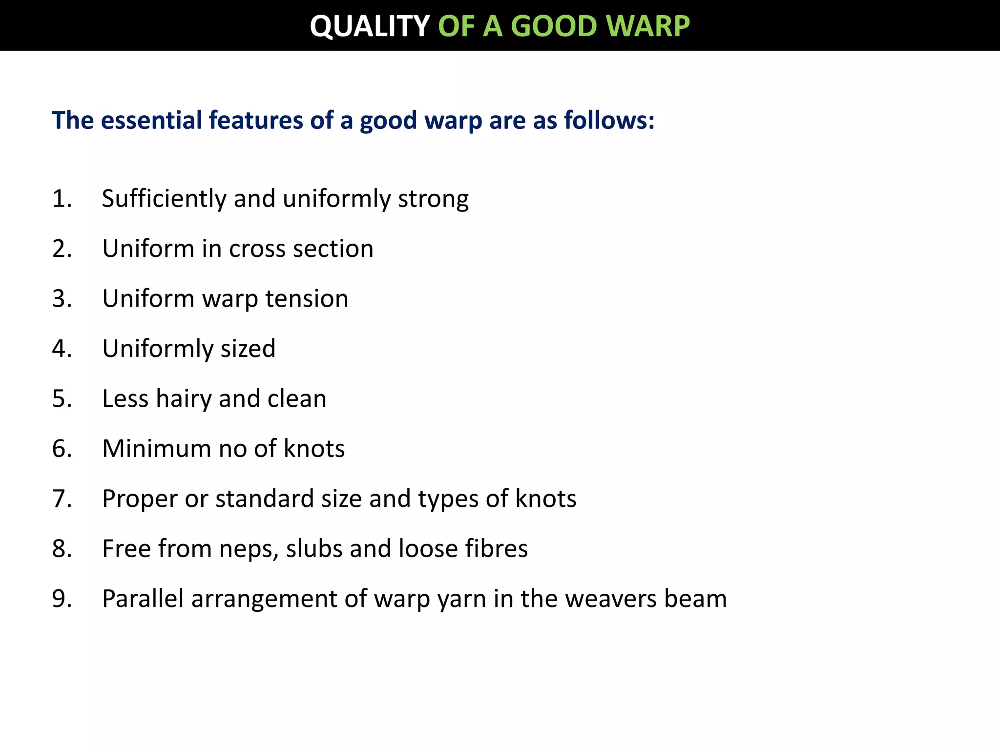 "Warping method in a Textile Weaving Technology" | PPTX