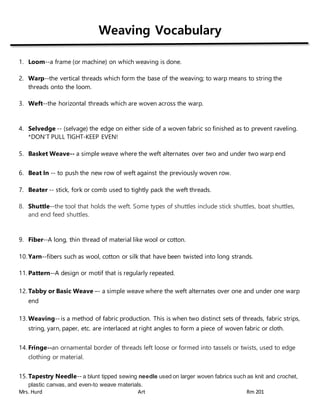 Weaving vocabulary | DOCX