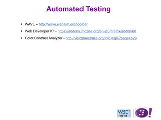 Web Accessibility and WCAG | PPTX | Web Design and HTML | Internet